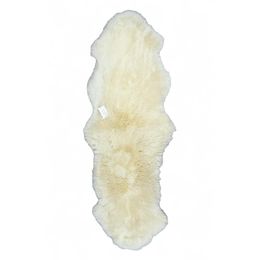 Echter Schaffell-Teppich, cremefarben, doppelt, nat&uuml;rlich, flauschig, seidig weich, echte Wolle