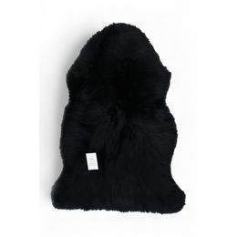 Echter schwarzer Schaffell-Teppich, nat&uuml;rlich, seidig, weich und flauschig, echte Wolle