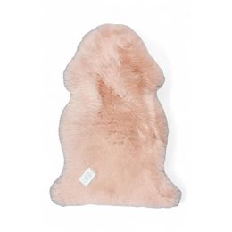 Echter rosa Schaffell-Teppich aus nat&uuml;rlicher, seidig weicher, flauschiger Echtwolle