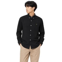 Farah - Button-Down-Hemd f&uuml;r Herren, Oxford-Stil, Lang&auml;rmlig (Schwarz)