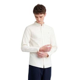 Farah - Button-Down-Hemd f&uuml;r Herren, Oxford-Stil, Lang&auml;rmlig (Ecru)