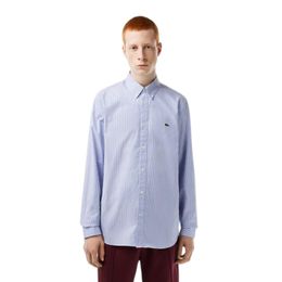 Lacoste - Button-Down-Hemd f&uuml;r Herren, Premium-Baumwolle, Regul&auml;r (Wei&szlig; gestreift)