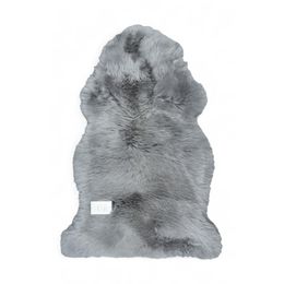 Echter grauer Schaffell-Teppich, nat&uuml;rlich, seidig, weich und flauschig, echte Wolle