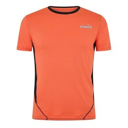 Diadora - T-Shirt f&uuml;r Herren, Rundhalsausschnitt, Laufen (Orange/Schwarz)