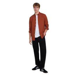 Farah - Button-Down-Hemd f&uuml;r Herren, Oxford-Stil, Lang&auml;rmlig (Teakholz Braun)