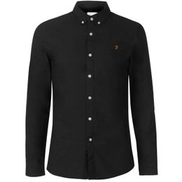 Farah - Button-Down-Hemd f&uuml;r Herren, Oxford-Stil, Lang&auml;rmlig (Schwarz/Gelb)