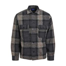Jack & Jones Jack And Jones - Hemd f&uuml;r Herren, Boucl&eacute;, Regul&auml;r, Lang&auml;rmlig (Schwarz)
