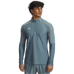 Under Armour - "Challenger Pro" Midlayer f&uuml;r Herren, mit kurzem Rei&szlig;verschluss (Grau/Orange)