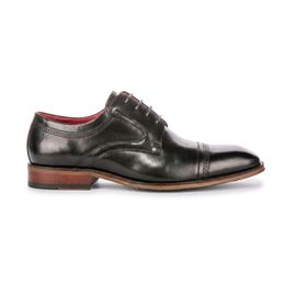 Justin Reess Herren polierte schwarze Leder-Cap-Toe-Derby-Schuhe &ndash; Everett