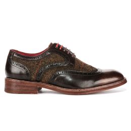 Justin Reess Herren braune Leder-Tweed-Brogue-Schuhe &ndash; Arlo