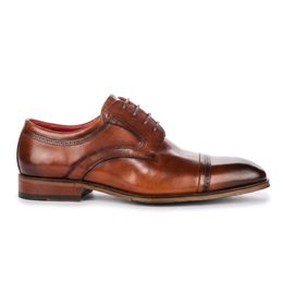 Justin Reess Herren polierte braune Leder-Cap-Toe-Derby-Schuhe &ndash; Everett