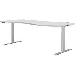 Sch&auml;fer Shop Sch&auml;fer Shop Genius Schreibtisch MODENA FLEX, elektrisch h&ouml;henverstellbar, Freiform, Ansatz rechts, B 1800 mm, lichtgrau/wei&szlig;alu