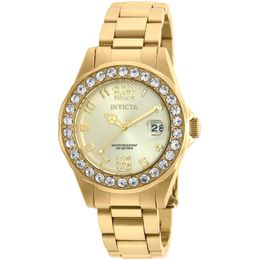 Invicta Pro Diver 21397 Damenarmbanduhr - Quartz Bewegung - Edelstahl mit Goldenem Zifferblatt - 38 mm
