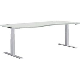 Sch&auml;fer Shop Sch&auml;fer Shop Genius Schreibtisch MODENA FLEX, elektrisch h&ouml;henverstellbar, Freiform, Ansatz links, B 1800 mm, lichtgrau/wei&szlig;alu