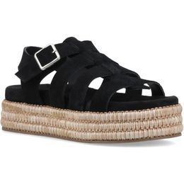 Hush Puppies Rosetta Gladiator Leder Damen Sandalen Schwarz/Tan