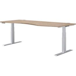 Sch&auml;fer Shop Sch&auml;fer Shop Genius Schreibtisch MODENA FLEX, elektrisch h&ouml;henverstellbar, Freiform, Ansatz rechts, B 1800 mm, Eiche/wei&szlig;alu