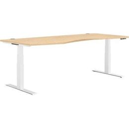 Sch&auml;fer Shop Sch&auml;fer Shop Genius Schreibtisch MODENA FLEX, elektrisch h&ouml;henverstellbar, Freiform, Ansatz links, B 1800 mm, Ahorn/wei&szlig;