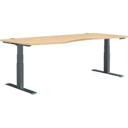 Sch&auml;fer Shop Sch&auml;fer Shop Genius Schreibtisch MODENA FLEX, elektrisch h&ouml;henverstellbar, Freiform, Ansatz links, B 1800 mm, Ahorn/anthrazit