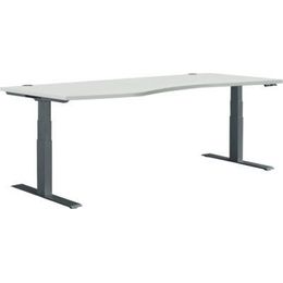 Sch&auml;fer Shop Sch&auml;fer Shop Genius Schreibtisch MODENA FLEX, elektrisch h&ouml;henverstellbar, Freiform, Ansatz links, B 1800 mm, lichtgrau/anthrazit