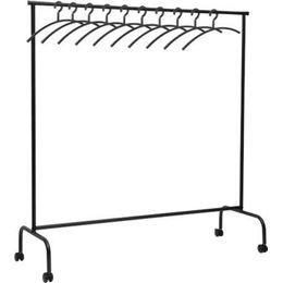 Mobiler Garderobenst&auml;nder Maullimbo, ausziehbare Seitenarme, B 1510 x T 500 x H 1560 mm, schwarz + 10 Kleiderb&uuml;gel, schmutzhemmende Oberfl&auml;che, schwarz