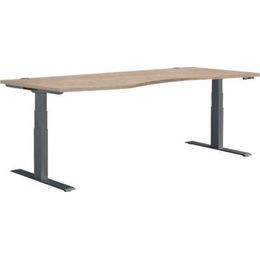 Sch&auml;fer Shop Sch&auml;fer Shop Genius Schreibtisch MODENA FLEX, elektrisch h&ouml;henverstellbar, Freiform, Ansatz links, B 1800 mm, Eiche/anthrazit