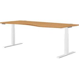 Sch&auml;fer Shop Sch&auml;fer Shop Genius Schreibtisch MODENA FLEX, elektrisch h&ouml;henverstellbar, Freiform, Ansatz rechts, B 1800 mm, Buche/wei&szlig;