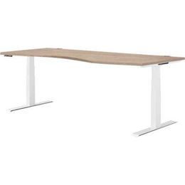 Sch&auml;fer Shop Sch&auml;fer Shop Genius Schreibtisch MODENA FLEX, elektrisch h&ouml;henverstellbar, Freiform, Ansatz rechts, B 1800 mm, Eiche/wei&szlig;