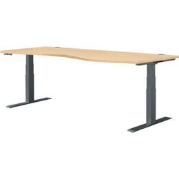 Sch&auml;fer Shop Sch&auml;fer Shop Genius Schreibtisch MODENA FLEX, elektrisch h&ouml;henverstellbar, Freiform, Ansatz rechts, B 1800 mm, Ahorn/anthrazit