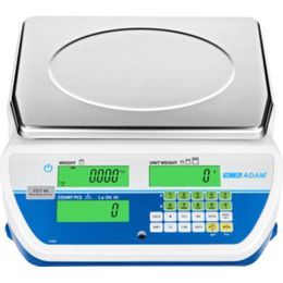 Tisch-Z&auml;hlwaage Adam CCT 32, W&auml;gebereich 1 g-32 kg, LC-Display, RS-232, Netzanschluss/Akku, B 326 x T 355 x H 115 mm, Edelstahl, wei&szlig;-blau
