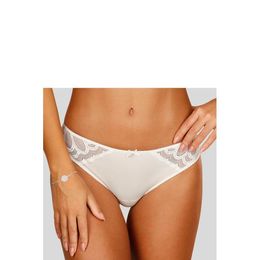 Lascana Tanga 'Evita' wei&szlig; Gr. 48/50 f&uuml;r Damen. Mit Schleife, Spitze, Schmuckelement