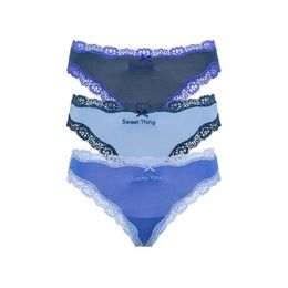 LSCN BY LASCANA String blau Gr. 48/50 f&uuml;r Damen. Mit Spitzenkanten