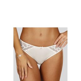 Lascana Tanga 'Evita' wei&szlig; Gr. 32/34 f&uuml;r Damen. Mit Schleife, Spitze, Schmuckelement
