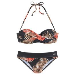 Lascana Set: B&uuml;gel-Bandeau-Bikini 'Leaf' mehrfarbig Gr. 40 Cup B. Mit B&uuml;gel Und Mit Seitlichen St&auml;bchen. Nachhaltig.