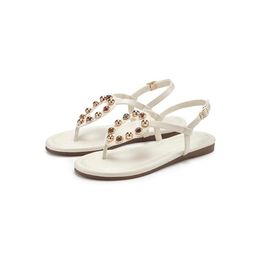 Lascana Sandale 'Zehentrenner, Sandalette, Sommerschuh, offener Schuh' hellbeige Gr. 42 f&uuml;r Damen. Mit Schmuckelemente
