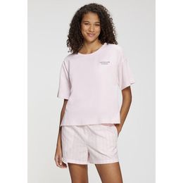 Copenhagen Studios Pyjamashorts pink Gr. 42 f&uuml;r Damen. Mit Patch. Loose Fit. Nachhaltig.