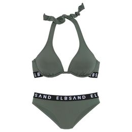 ELBSAND Set: B&uuml;gel-Bikini 'Edith' gr&uuml;n Gr. 44 Cup E. Mit Logoschriftz&uuml;ge. Mit B&uuml;gel