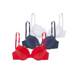 PETITE FLEUR BY LASCANA Push-up-BH blau Gr. 85C. Vergr&ouml;&szlig;ert Optisch Die B&uuml;ste und mit B&uuml;gel