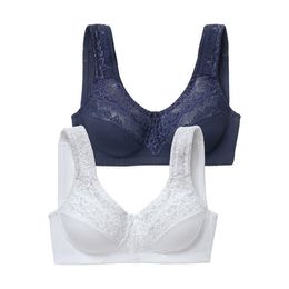 PETITE FLEUR BY LASCANA Entlastungs-BH blau+wei&szlig; Gr. 105E. Ohne B&uuml;gel. Nachhaltig.