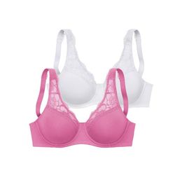 PETITE FLEUR BY LASCANA Minimizer-BH pink+wei&szlig; Gr. 80C. Mit B&uuml;gel. Nachhaltig.