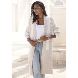 Lascana Longstrickjacke mehrfarbig Gr. 36/38 f&uuml;r Damen. Mit ohne Ausschnitt. Figurumspielend
