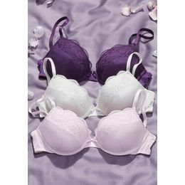 PETITE FLEUR BY LASCANA Push-up-BH blau Gr. 85C. Vergr&ouml;&szlig;ert Optisch Die B&uuml;ste und mit B&uuml;gel