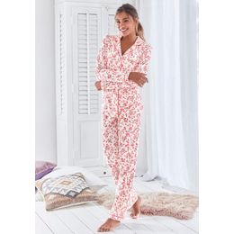 s.Oliver Pyjama mehrfarbig Gr. 40/42 f&uuml;r Damen. Mit V-Ausschnitt. Klassisch. Nachhaltig.