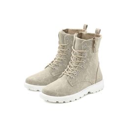 Lascana Stiefelette beige Gr. 36 f&uuml;r Damen. Mit Spitze