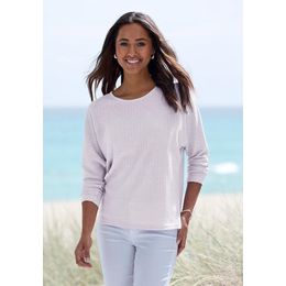 Vivance Langarmshirt 'in modischer Struktur-Optik' violett Gr. 36/38 f&uuml;r Damen. Mit Rundhals. Figurumspielend. Nachhaltig.