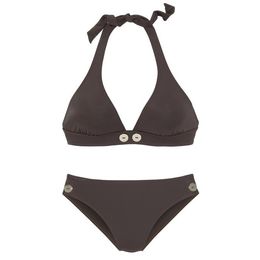 VIVANCE BY LASCANA Set: Triangel-Bikini 'Pauline' dunkelbraun Gr. 32 Cup A/B. Mit Kn&ouml;pfe. Ohne B&uuml;gel