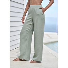 BEACHTIME BY LASCANA Schlupfhose 'aus weicher Musselinware mit elastischem Bund' salbeigr&uuml;n Gr. 46 f&uuml;r Damen. Figurumspielend. Nachhaltig.