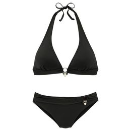 s.Oliver Set: Triangel-Bikini 'Tonia' schwarz Gr. 42 Cup C/D. Mit Zierperlen. Ohne B&uuml;gel