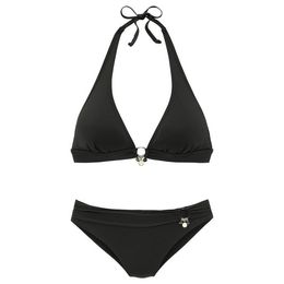 s.Oliver Set: Triangel-Bikini 'Tonia' schwarz Gr. 40 Cup A/B. Mit Zierperlen. Ohne B&uuml;gel