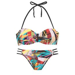 Bruno Banani Set: B&uuml;gel-Bandeau-Bikini 'Onyx' mehrfarbig Gr. 38 Cup D. Mit Zierperlen. Mit B&uuml;gel Und Mit Seitlichen St&auml;bchen