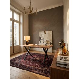 KADIMA DESIGN Schreibtisch Massivholz Baumkante X-Gestell, Akazie 180x90x76 cm